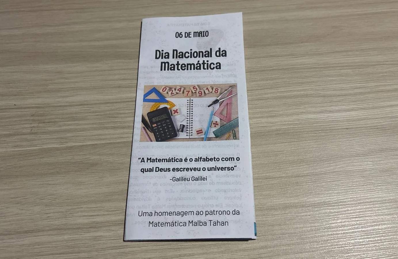 Folder Lúdico sobre o Dia da Matemática - Tudo Sala de Aula