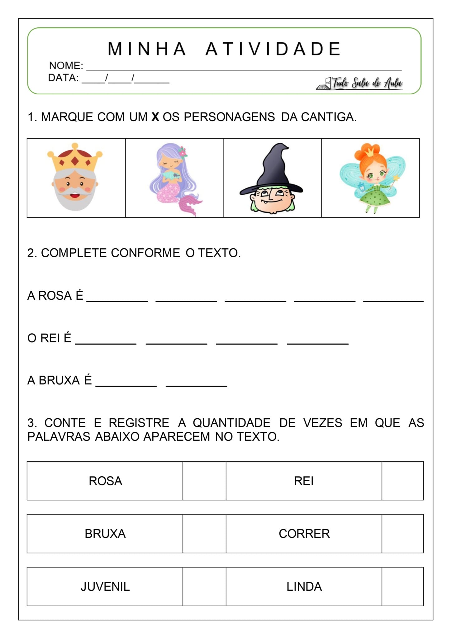 Atividades sobre a Linda Rosa Juvenil para Educação Infantil - Tudo ...