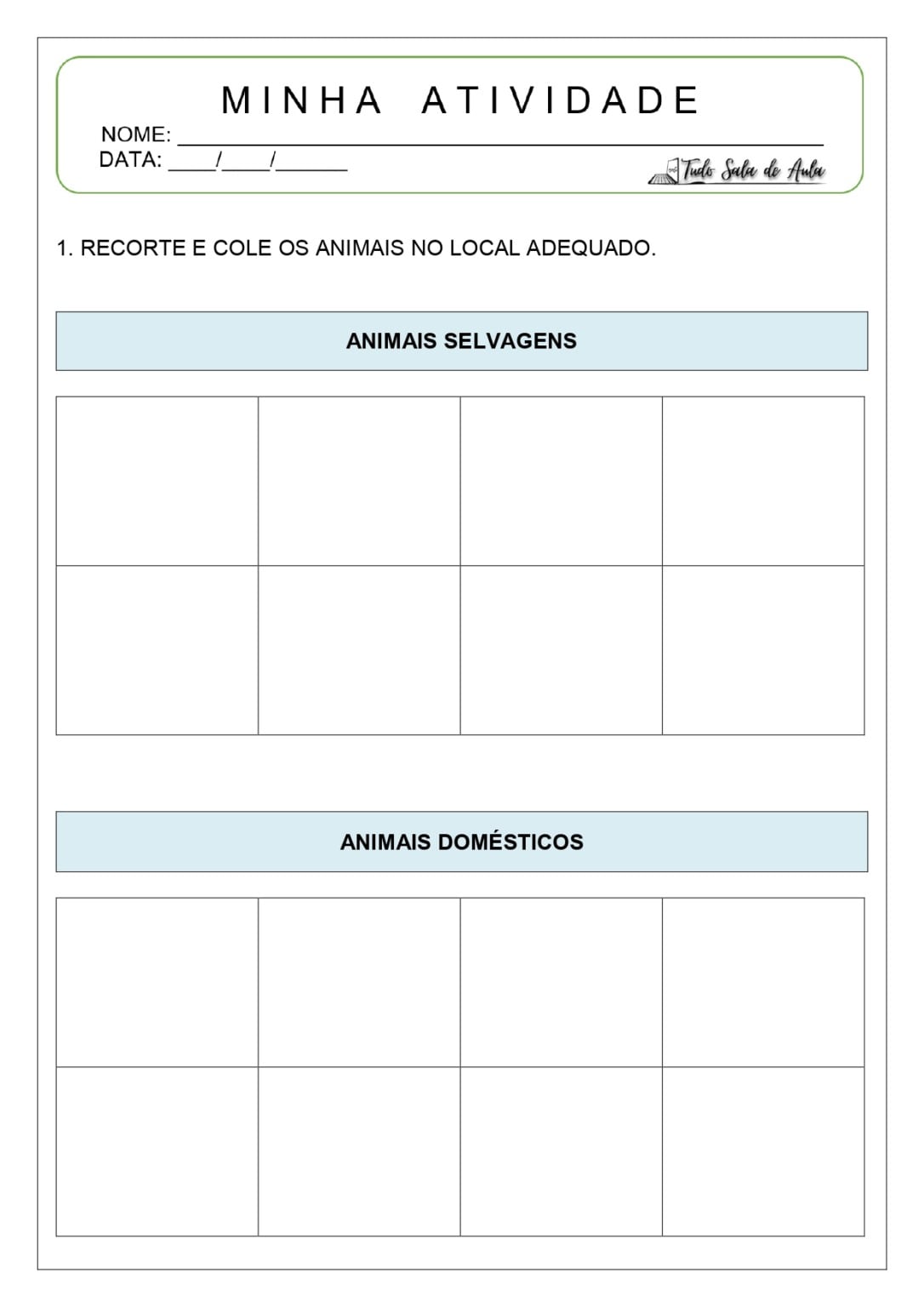 Atividades de Animais Domésticos e Selvagens - Educação Infantil - Tudo ...