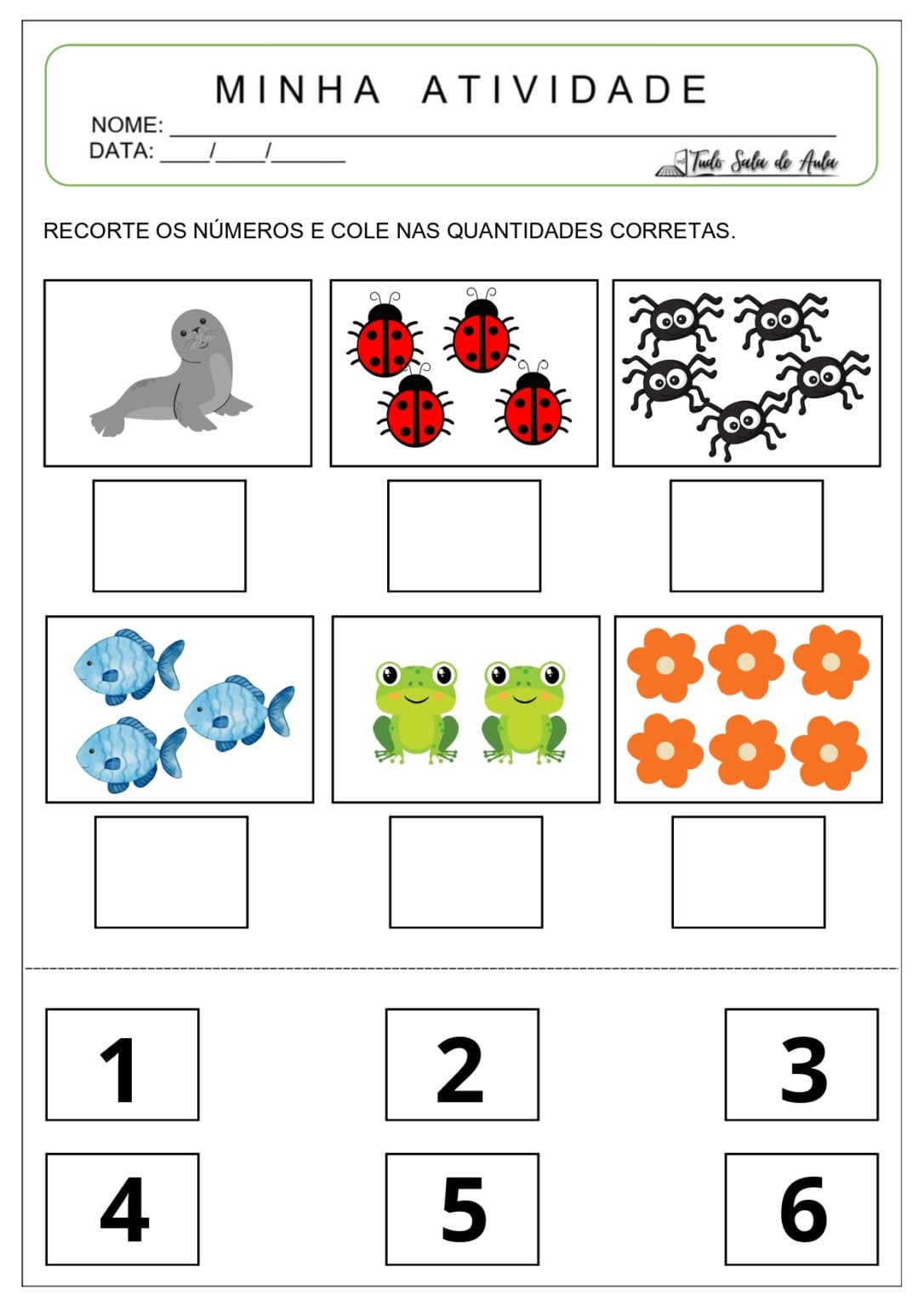 10 Atividades de Recorte e Colagem sobre Quantidades - Educação ...