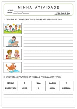 Produção de Frases - 10 Atividades para Alfabetização - Tudo Sala de Aula