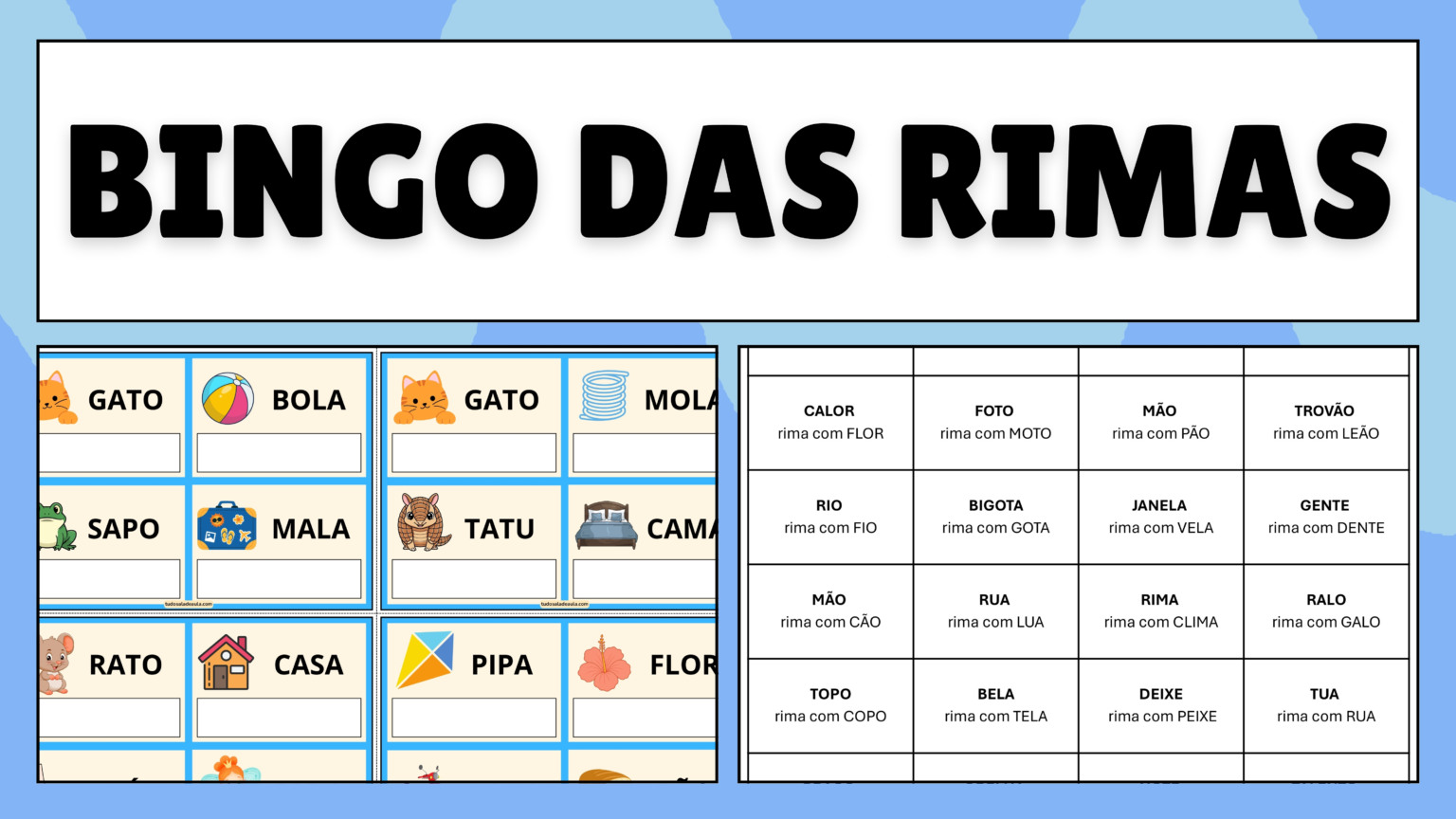 Bingo das Rimas - Atividade Lúdica para Imprimir - Tudo Sala de Aula