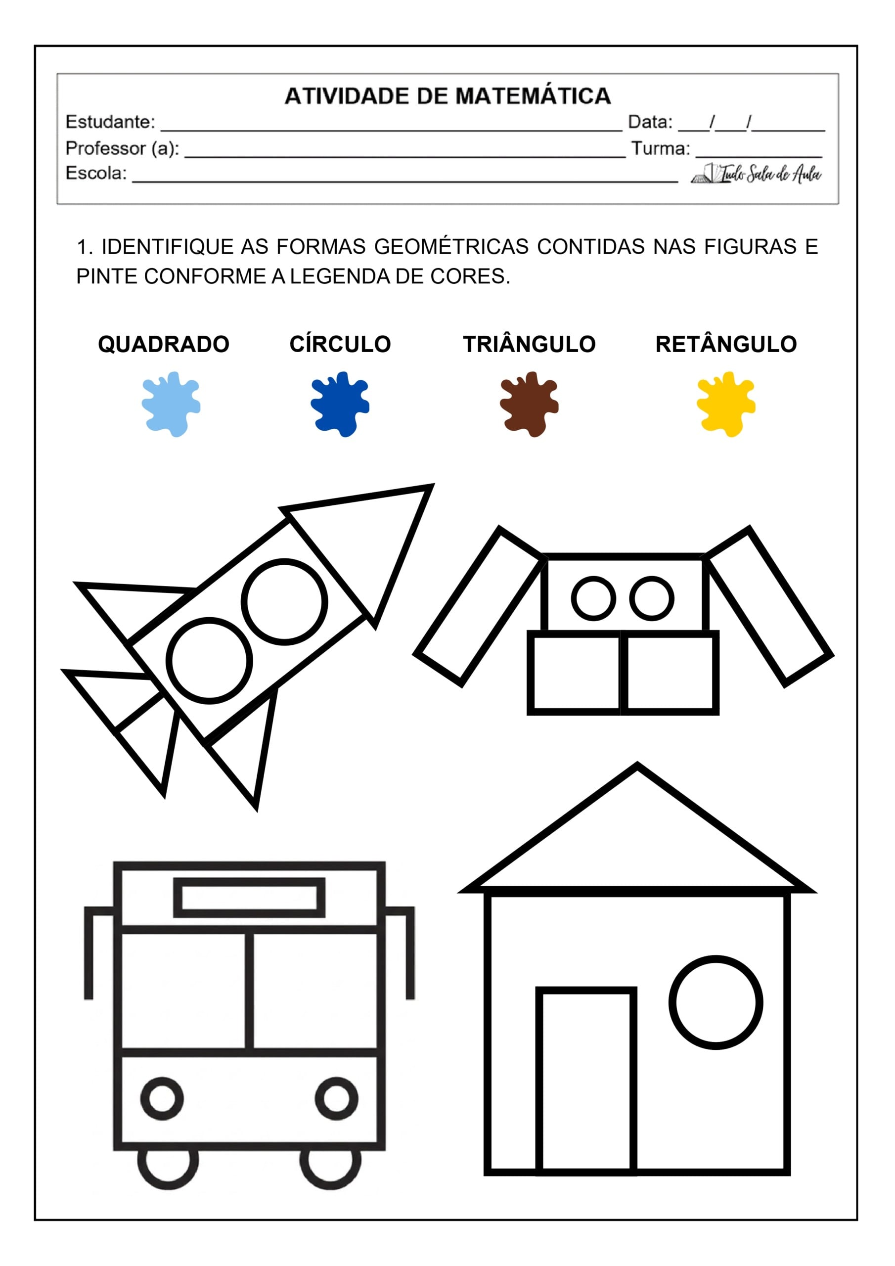 Atividades de Formas Geométricas com Pintura - 1º ano - Tudo Sala de Aula