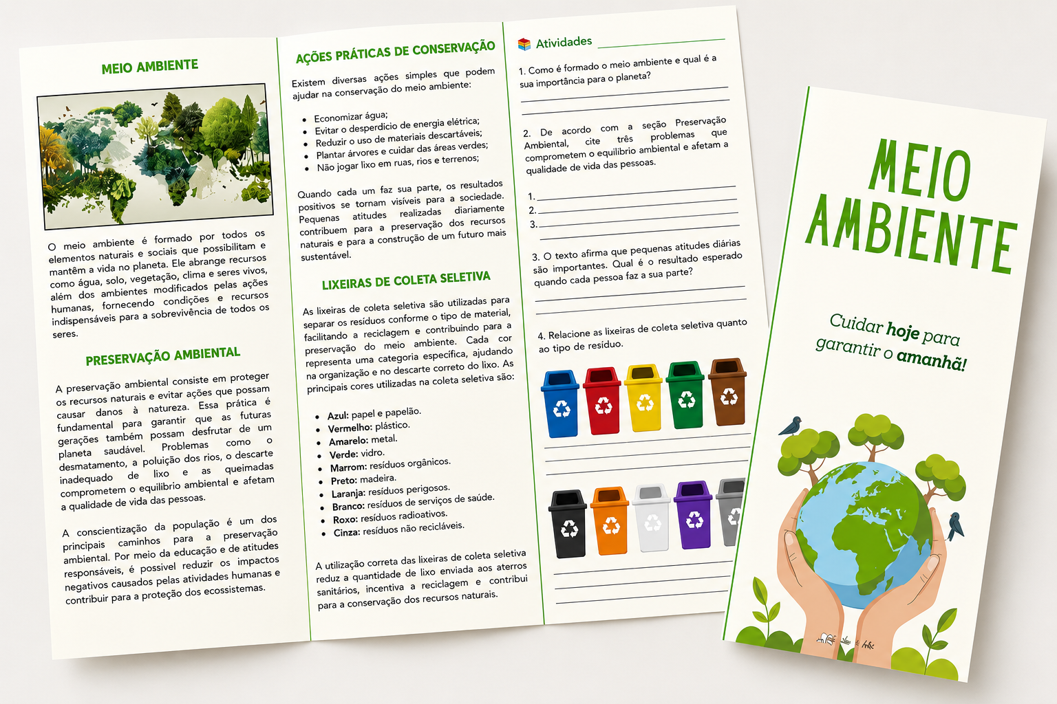 Folder sobre o Meio Ambiente com Atividades para Imprimir - Tudo Sala ...